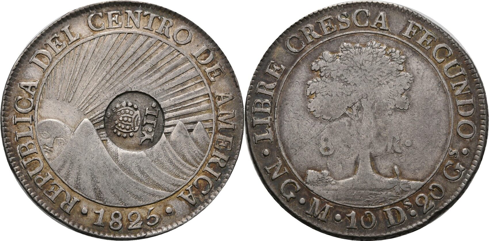 Philippinen - Guatemala 8 Reales ca. 1836, Manila Mint Isabel II. EF ...