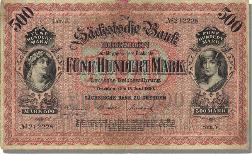 German States 500 Mark 1890 Banknote UNC(60-62) | MA-Shops