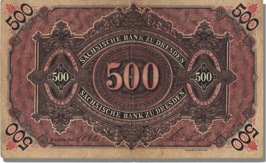 German States 500 Mark 1890 Banknote UNC(60-62) | MA-Shops
