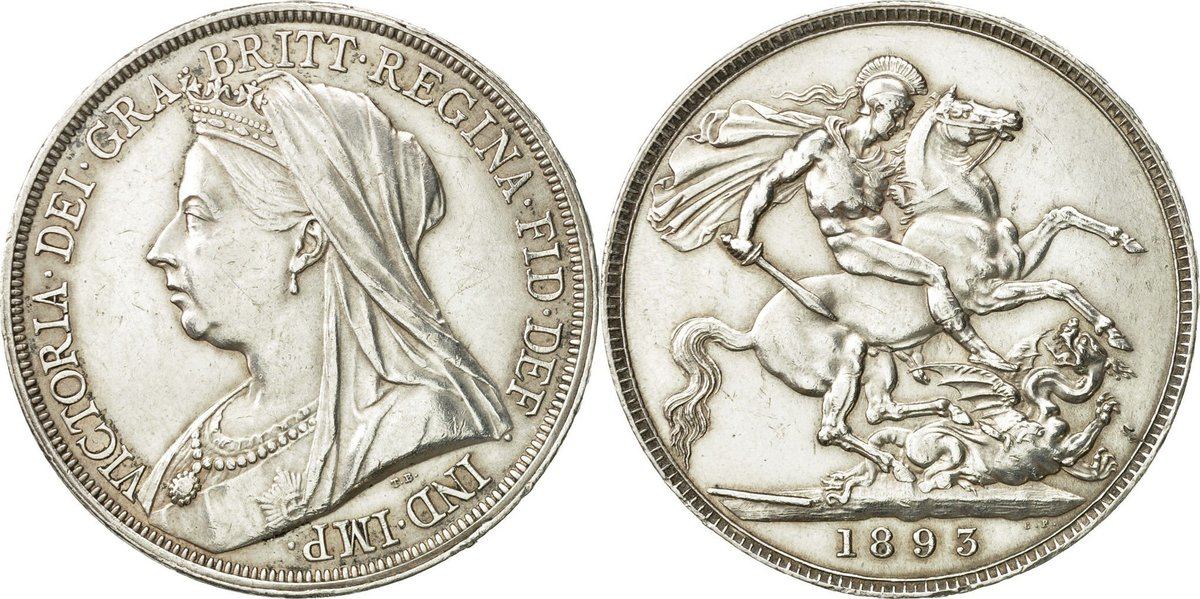 Great Britain Crown 1893 Coin, Victoria, Silver, KM:783 AU(55-58) | MA ...