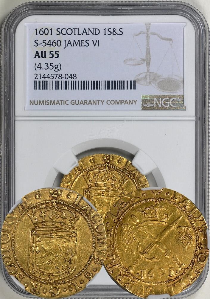 Great Britain - Scotland. James VI Gold 1601 Sword and Sceptre NGC AU ...