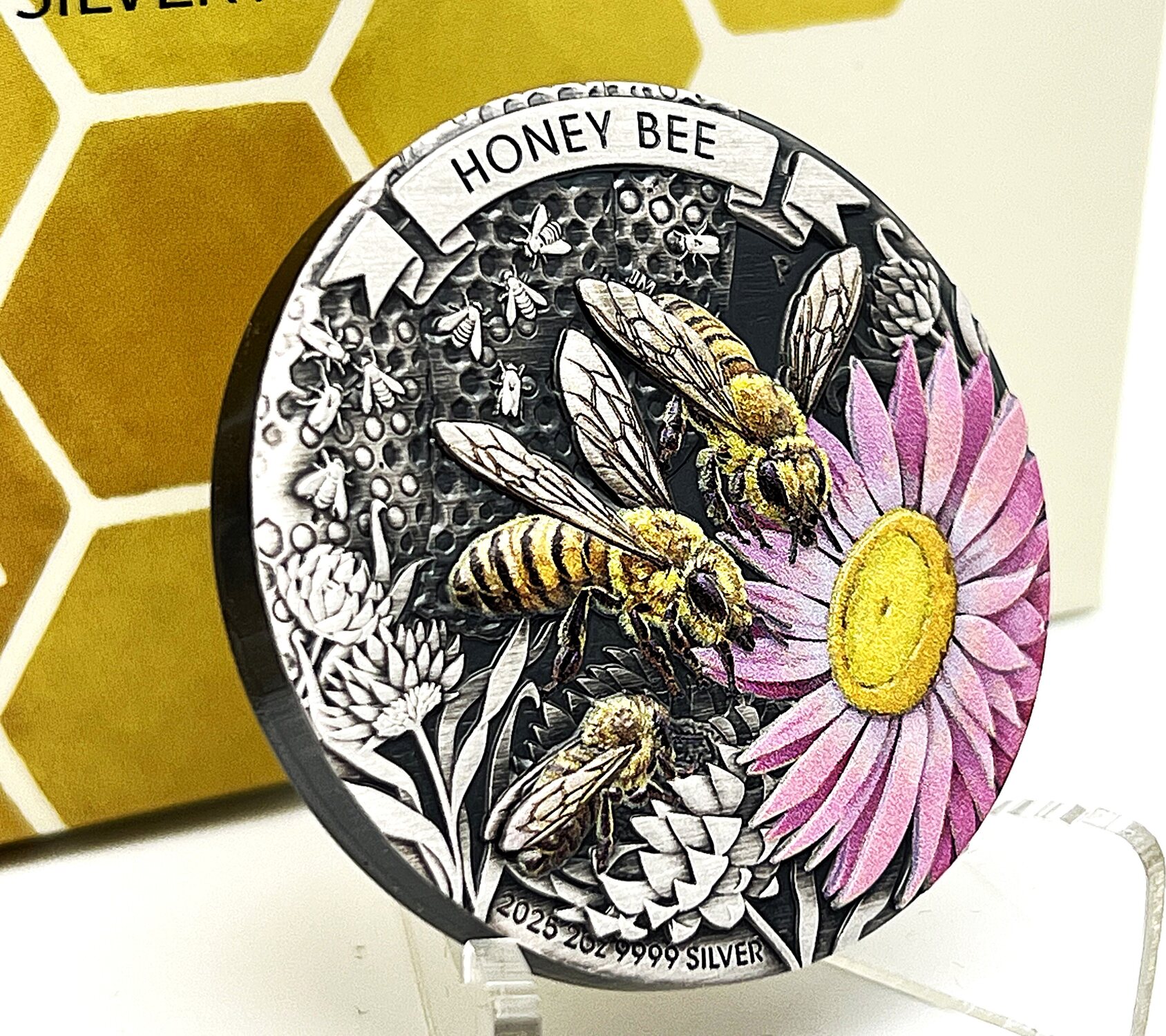 Australia 2$ 2025 HONEY BEE Apis Mellifera 2 oz Silver Coloured Coin ...