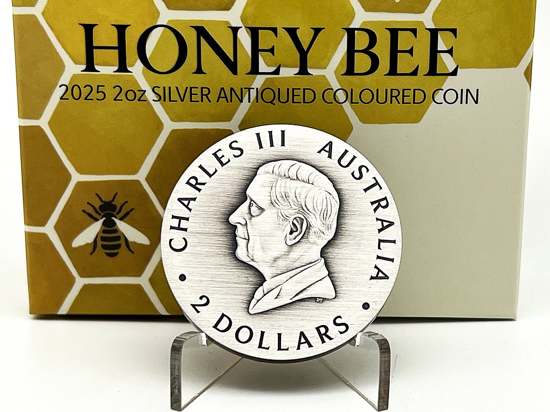Australia 2$ 2025 HONEY BEE Apis Mellifera 2 oz Silver Coloured Coin ...