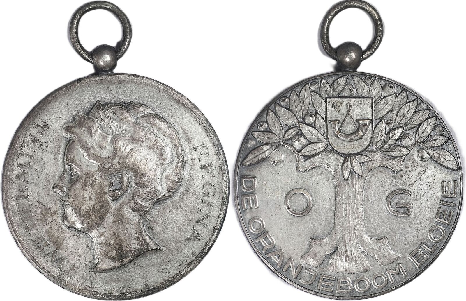 Netherlands - Wienecke Historical Medal N.D. Queen Wilhelmina – Oranje Society De Oranjeboom VF+ ...