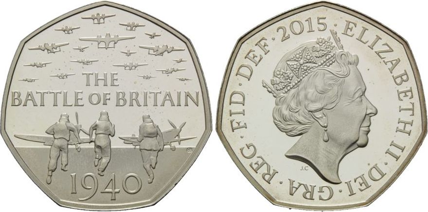 Großbritannien, 50 Pence 2015, The Battle of Britain, 75. Jahrestag der ...