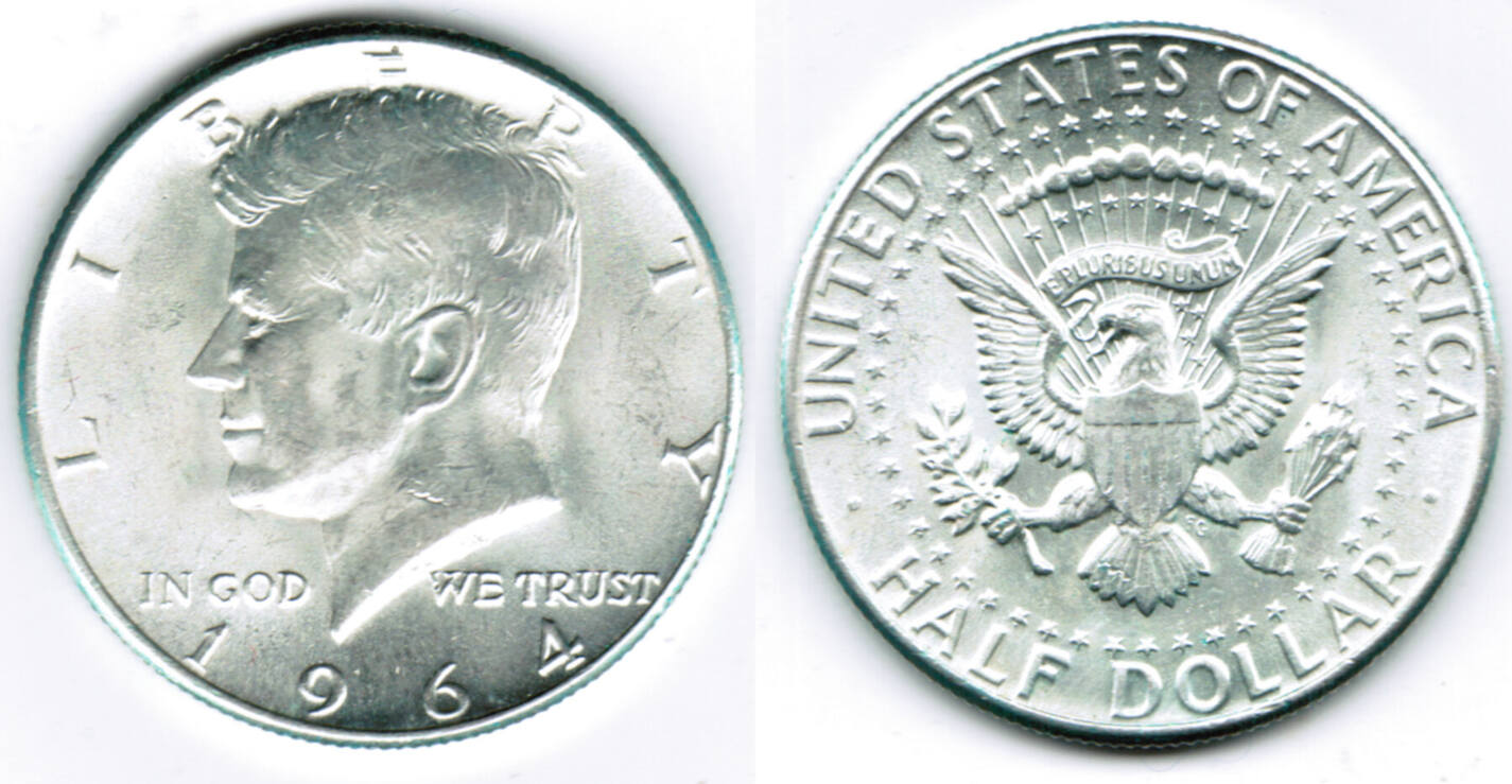 1/2 Dollar USA, Kennedy Dollar 1964, Erhaltung siehe Scan! UNC- | MA-Shops