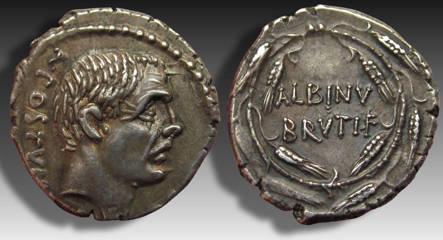 ROMAN REPUBLIC AR denarius 48 B.C. D. Iunius Albinus Brutus, Rome ...
