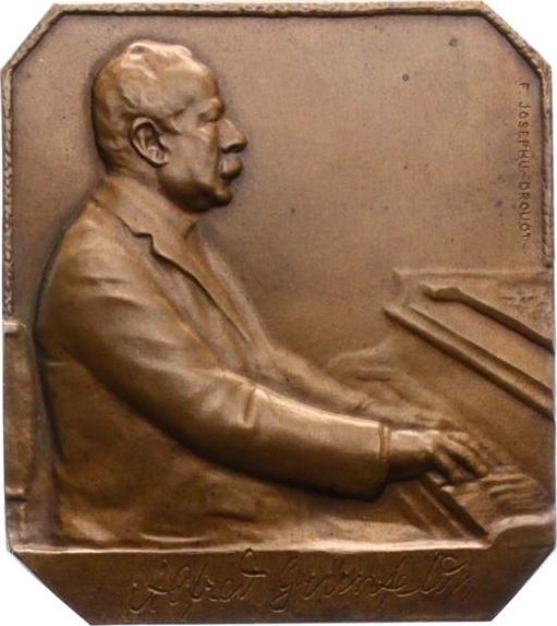 Musiker Einseitige, achteckige Bronzeplakette 1910 Grünfeld, Alfred ...