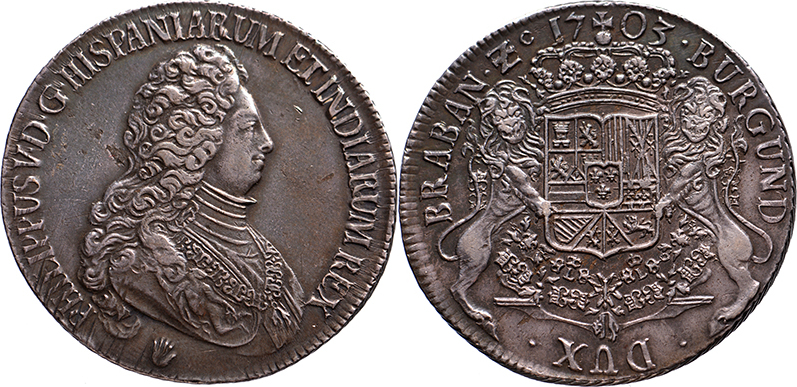 Belgium 1703 Antwerpen Ducaton Brabant, Antwerpen 1703 Philips V aEF ...
