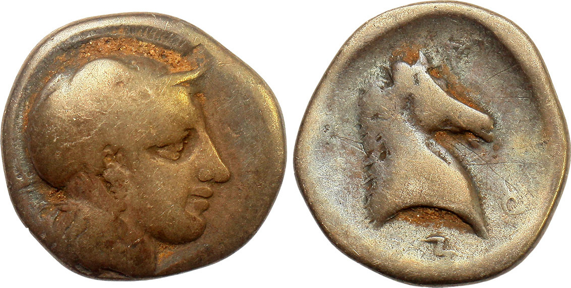 Greek AR Hemidrachm 5th. cent. Pharsalos (Thessaly), Head of Athena ...