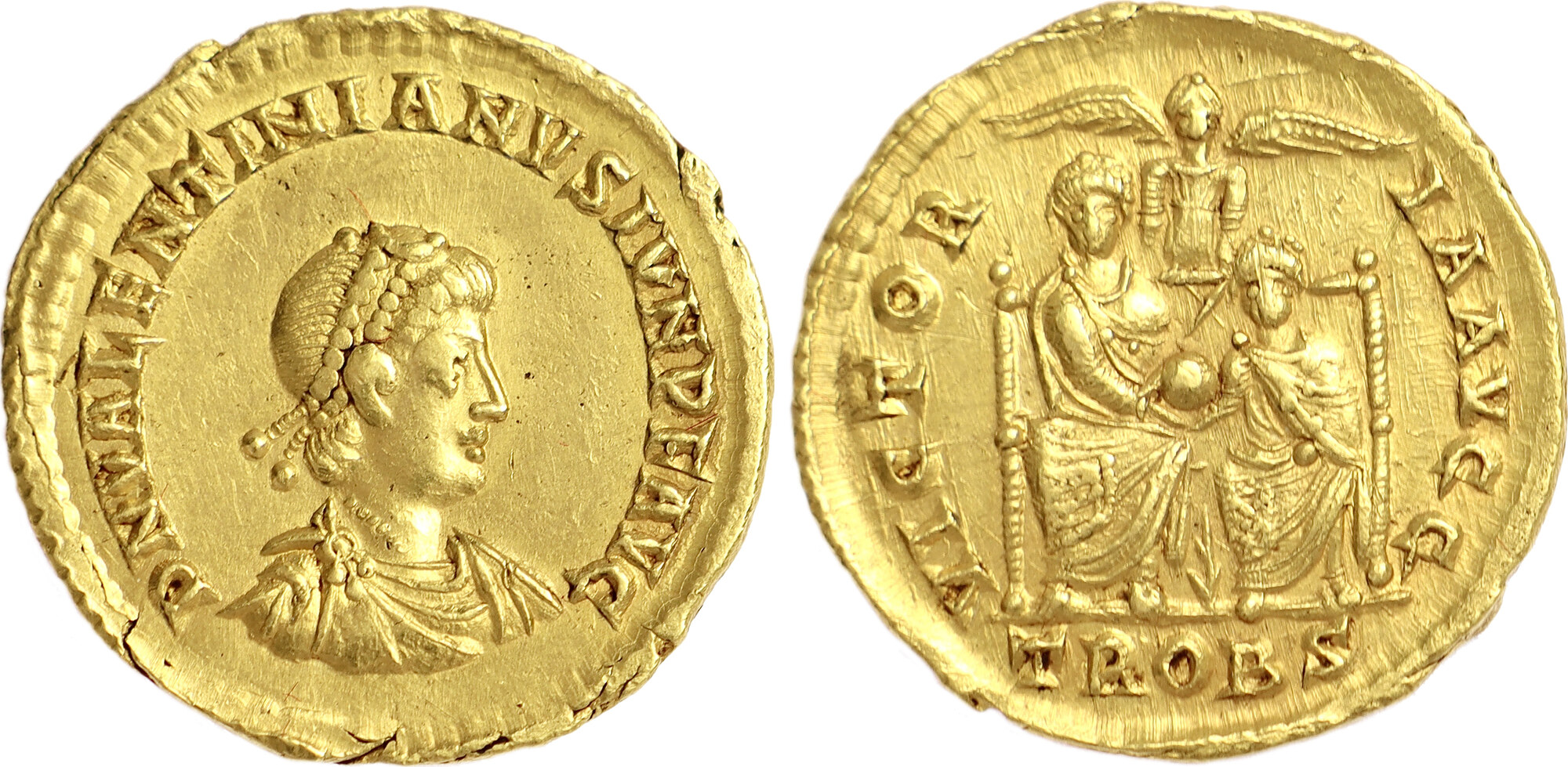 Roman Empire AV Solidus n.d. (375-378 AD) Valentinian II - Treveri ...
