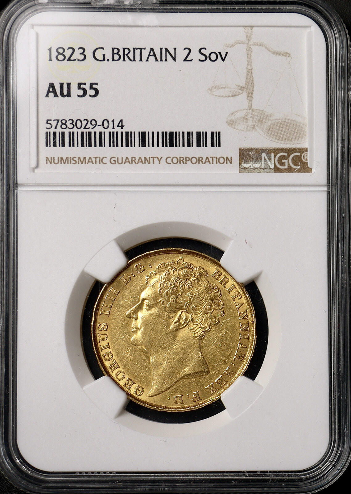 Great Britain Two Pounds 1823 George IV - one year type NGC AU 55 | MA ...