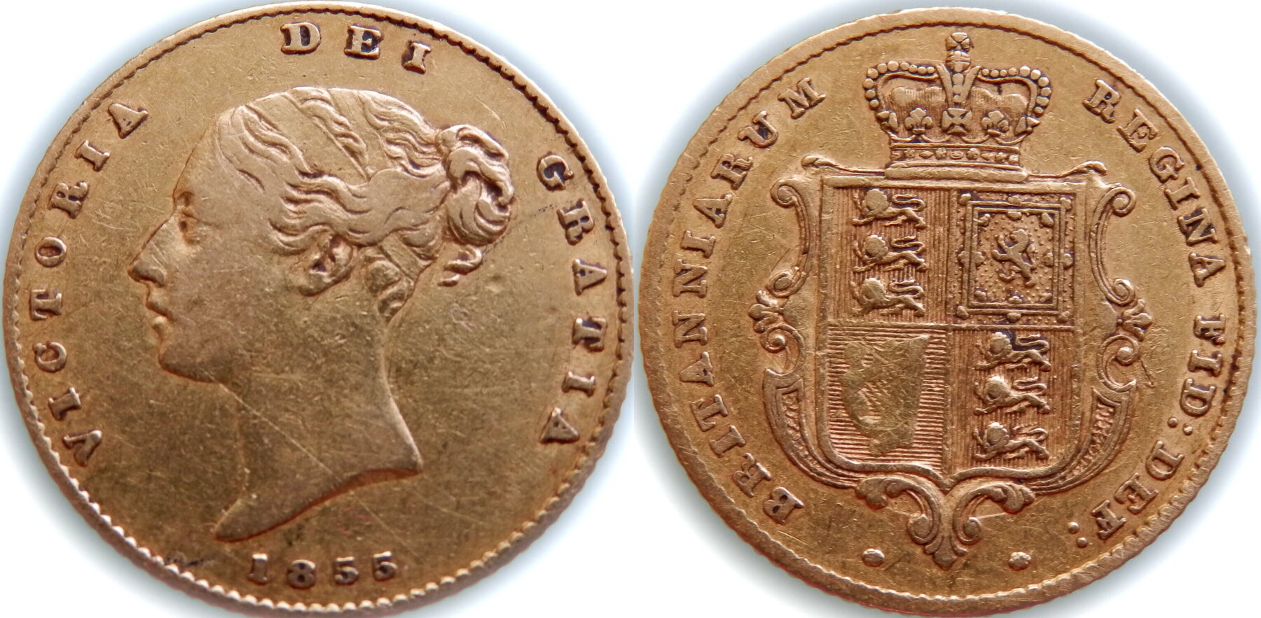 GREAT BRITAIN EARLY QUEEN VICTORIA HALF-SOVEREIGN 1855 GF | MA-Shops