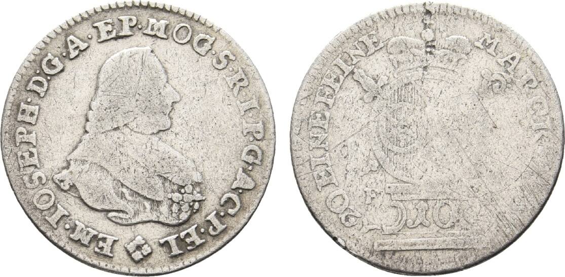 Mainz, Erzbistum 10 Kreuzer (1/12 Taler) 1765 FB Mainz Emmerich Joseph ...