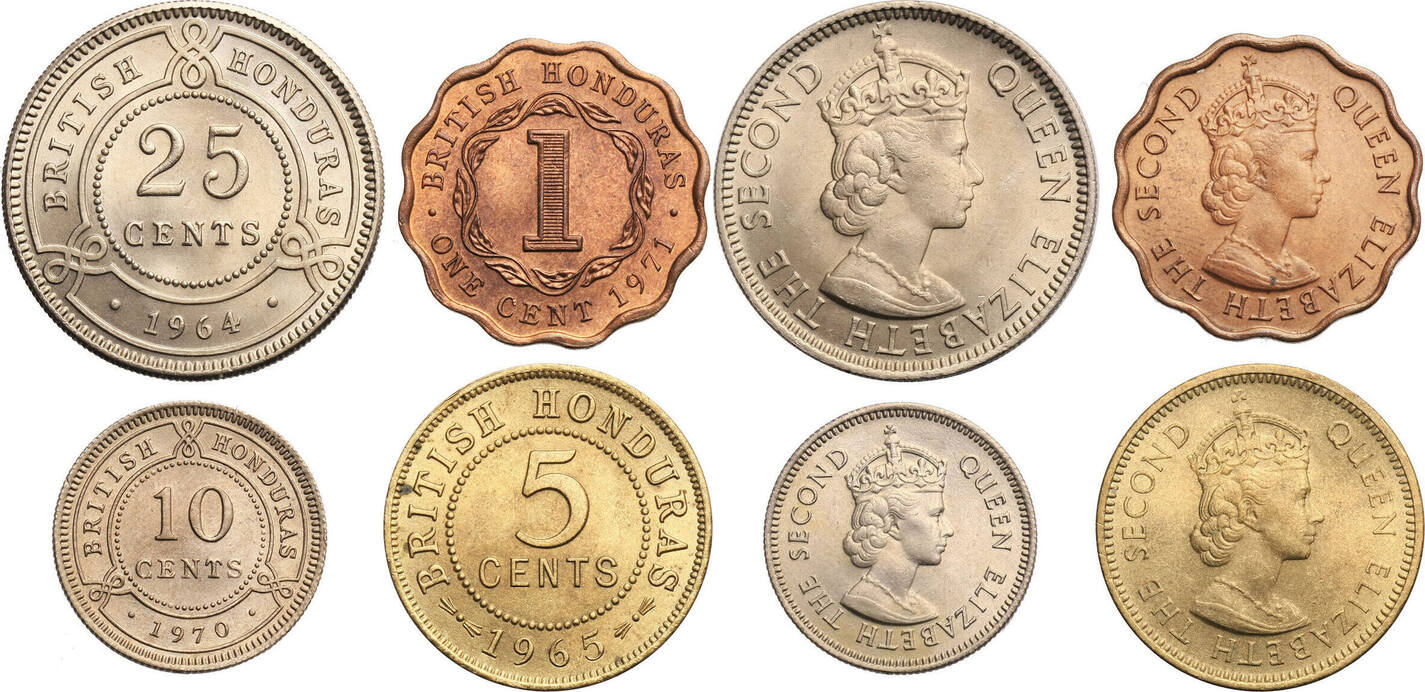 British Honduras Set 1, 5, 10, 25 Cents 1964-1971 Elizabeth II UNC | MA ...