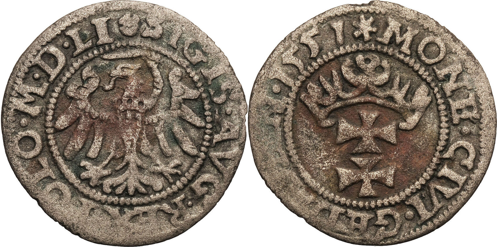 Poland, Zygmunt II August Schilling 1551 Danzig aVF | MA-Shops
