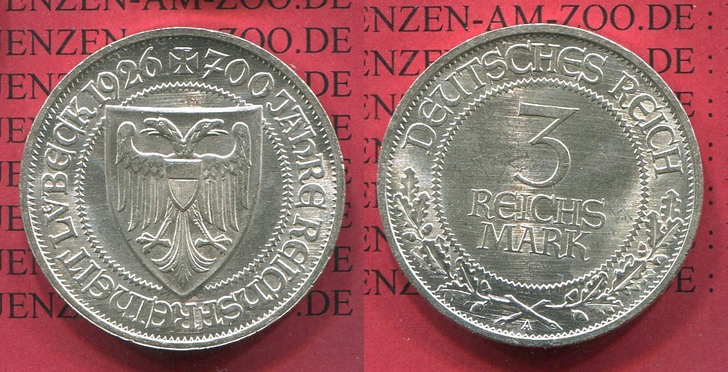 Weimarer Republik Deutsches Reich 3 Mark Commemorative 1926 A 700 Jahre ...
