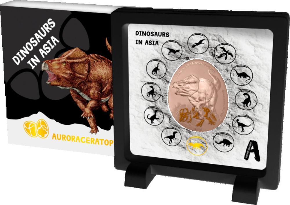 AURORACERATOPS RUGOSUS Dinosaurs in Asia Copper Coin 20 Cents Samoa ...