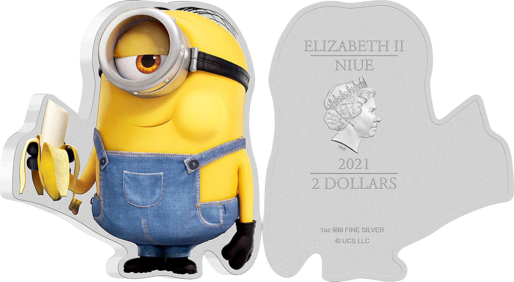 2 Dollars MINION Shape Stuart 1 Oz Silver Coin 2$ Niue 2021 Proof | MA ...