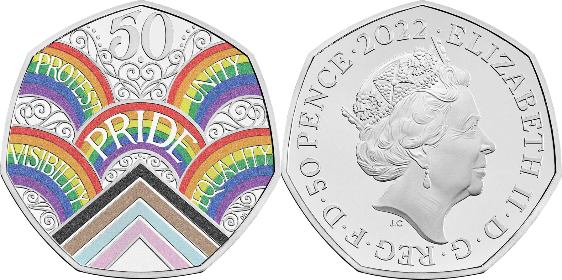 PRIDE 50th Anniversary Silver Coin 50 Pence United Kingdom 2022 Proof ...