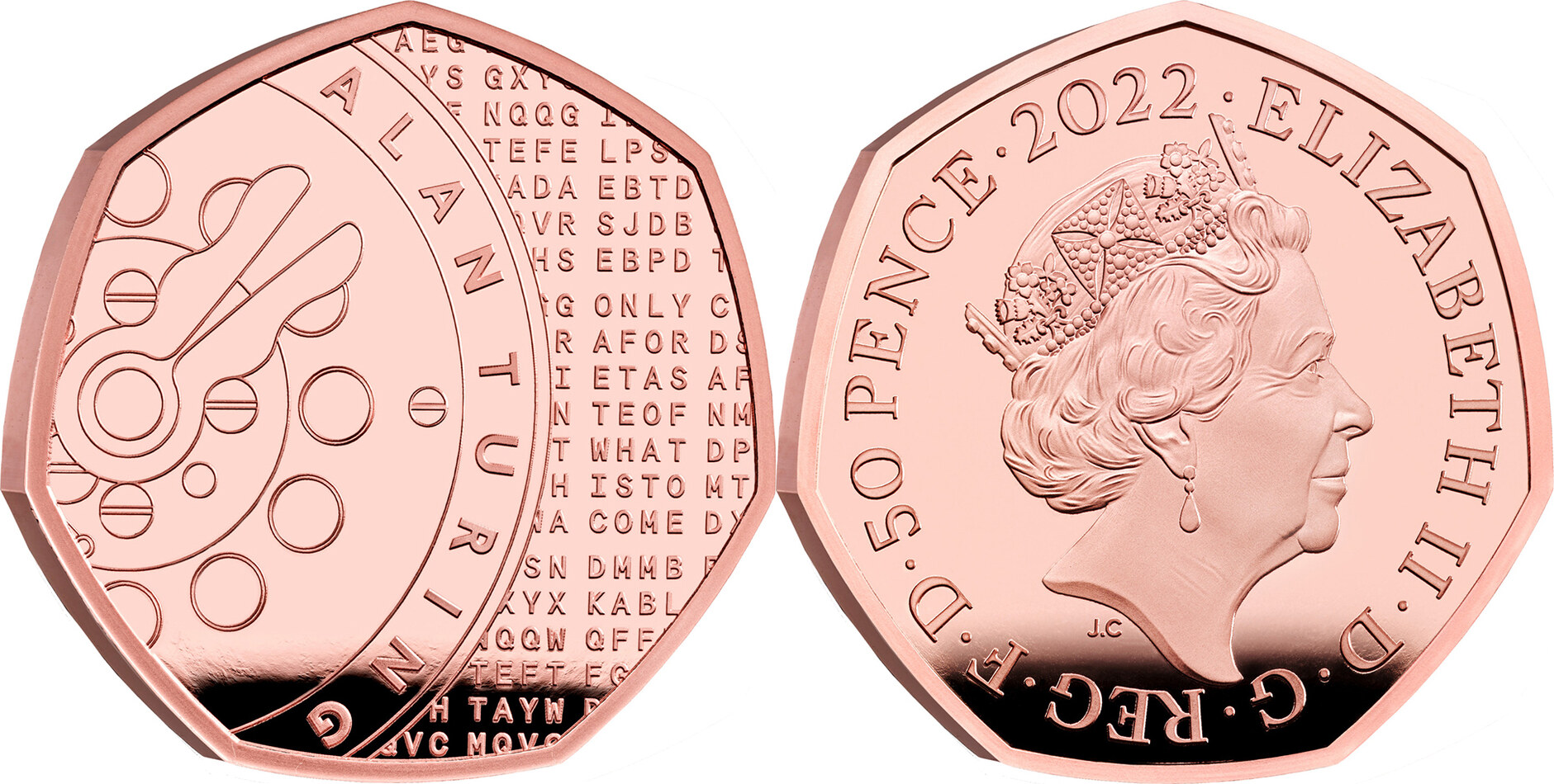 ALAN TURING Innovation in Science Gold Coin 50 Pence United Kingdom ...