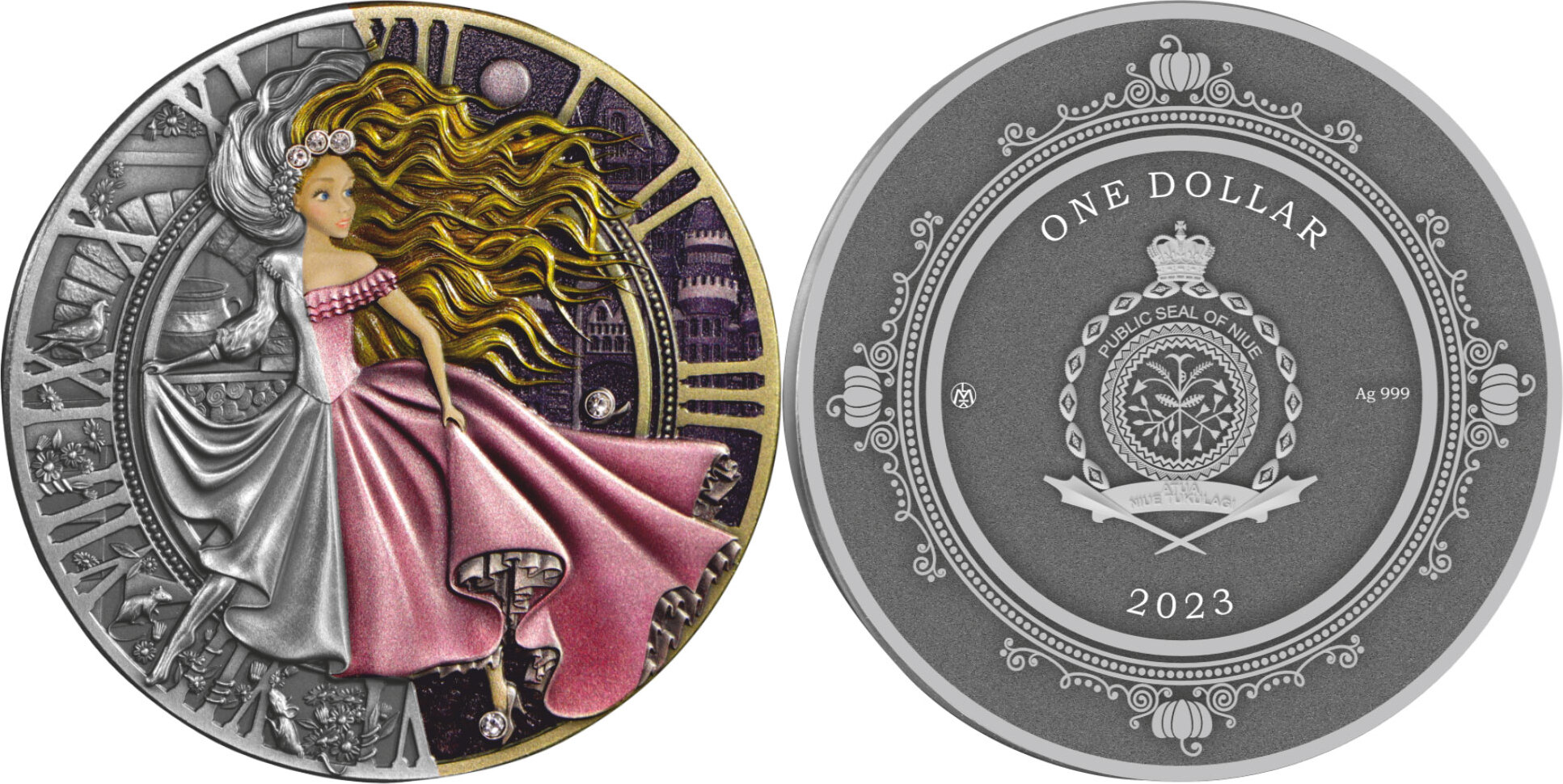 1 Dollar CINDERELLA STORY Fairy Tales 1 Oz Silver Coin 1$ Niue 2023 ...