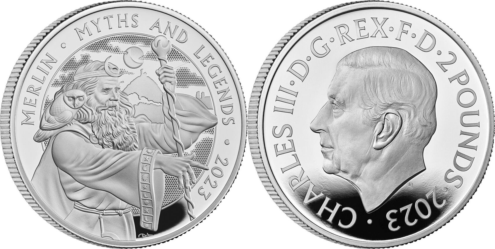 2 Pounds MERLIN Myths and Legends 1 Oz Silver Coin 2£ United Kingdom ...