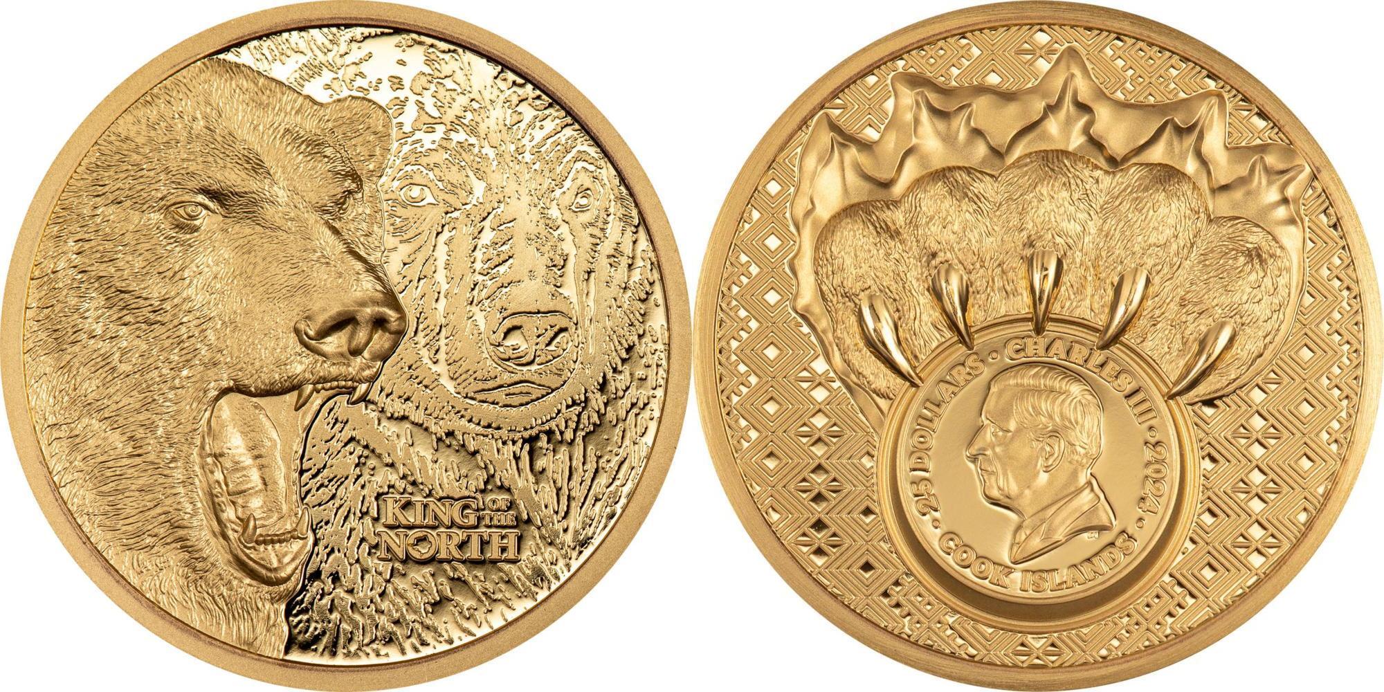 25 Dollars KING OF THE NORTH Polar Bear 1/4 Oz Gold Coin 25$ Cook ...
