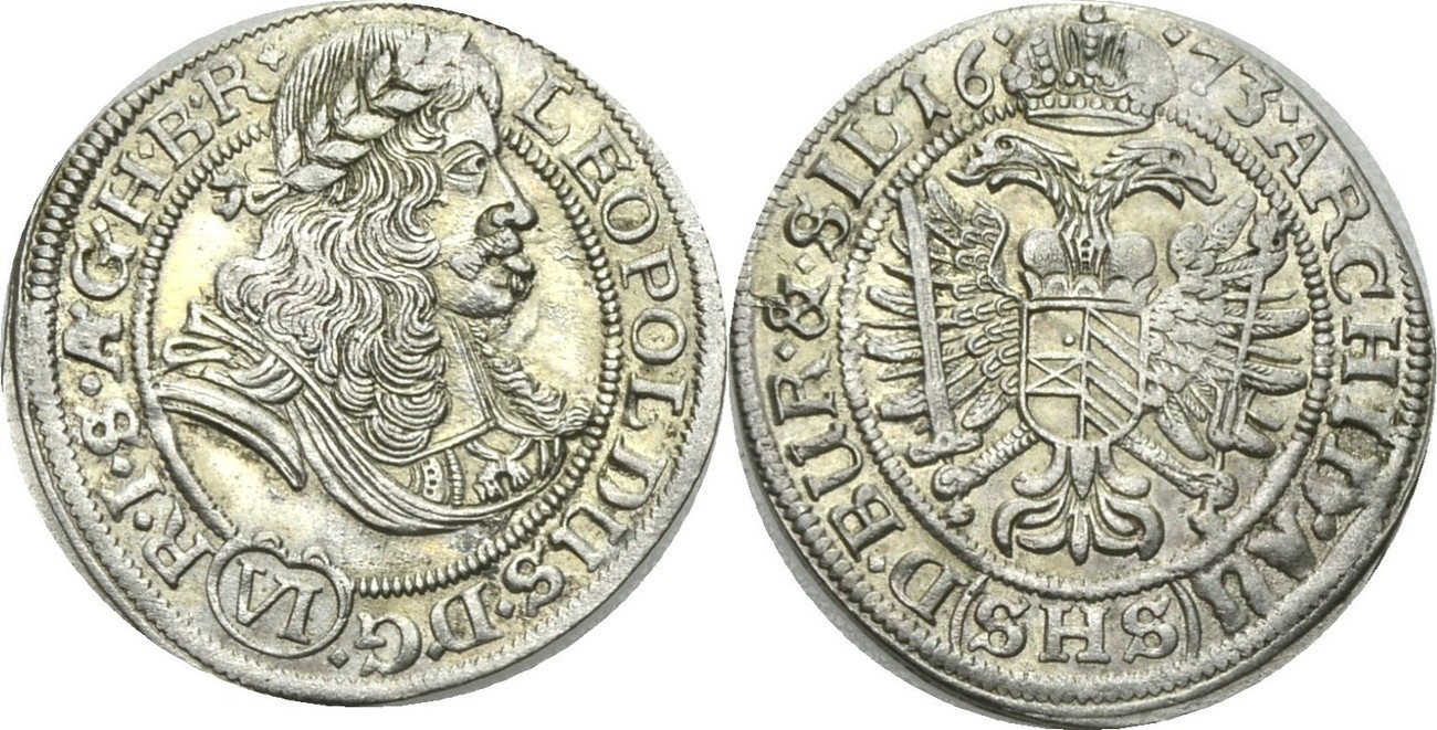 6 Kreuzer 1673 Leopold I, SHS, Breslau EF | MA-Shops