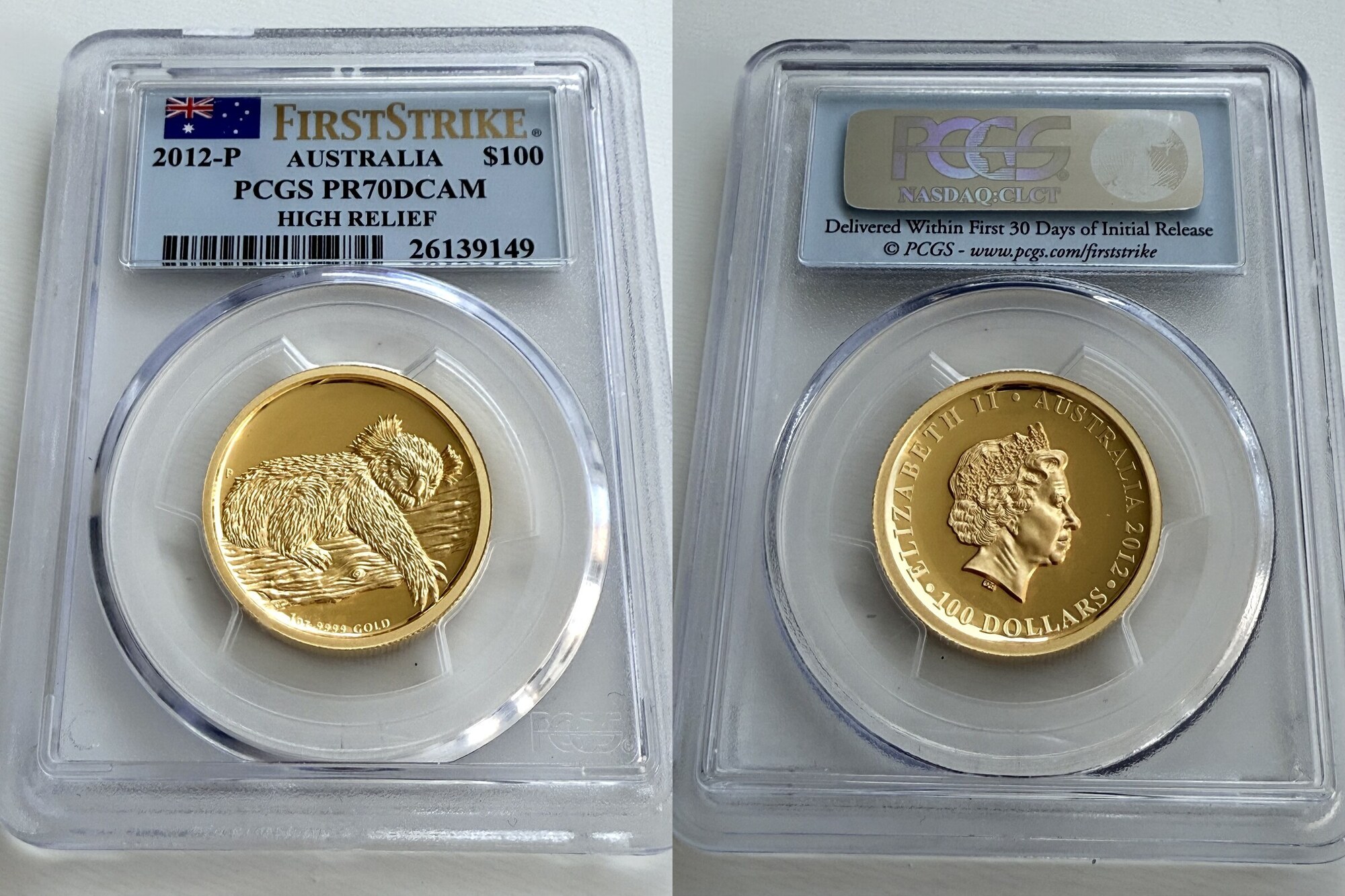 $100 Australia – 2012 – Koala – High Relief – 1oz Gold Proof – First ...