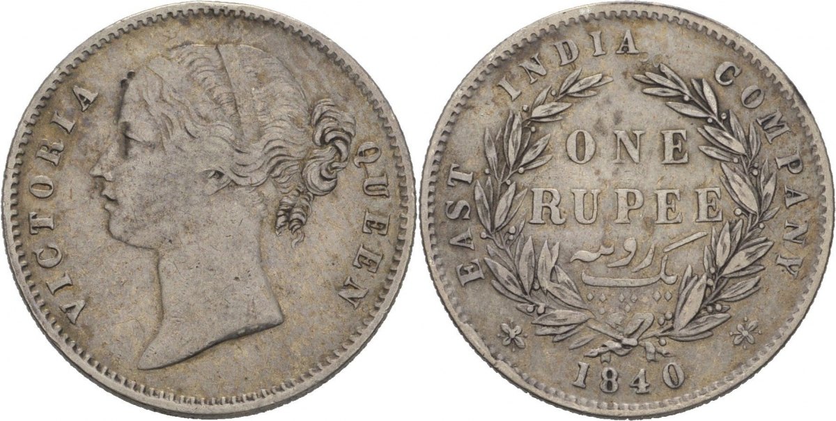 British India Rupee 1840 Victoria, 1837-1901 VF | MA-Shops