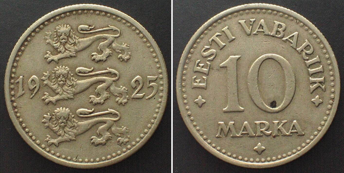 Estland ESTONIA 10 Marka 1925 Nickel-Bronze aXF EF- | MA-Shops
