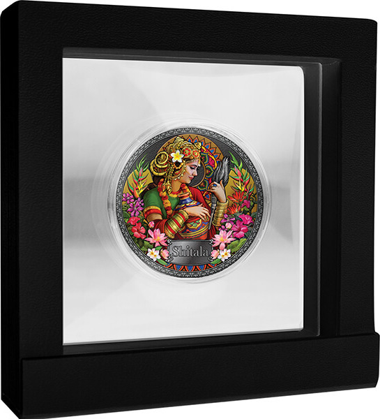 Shitala Devi Goddesses of Health 50 g Antique finish Silver Coin 5 ...