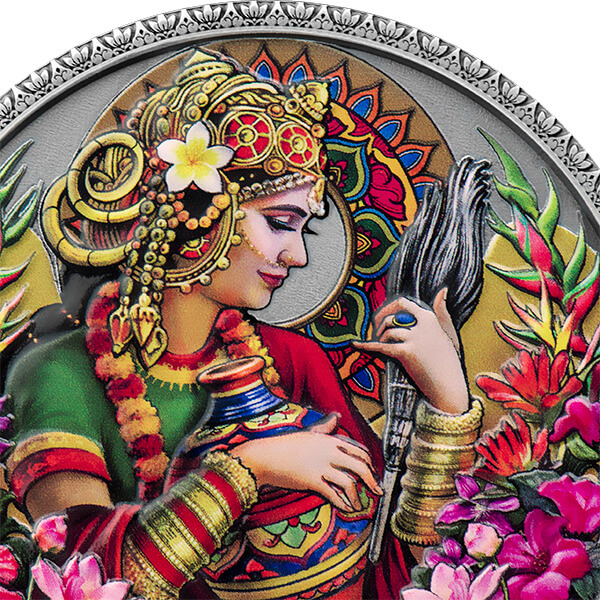 Shitala Devi Goddesses of Health 50 g Antique finish Silver Coin 5 ...