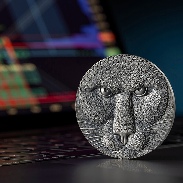 0.001 Ether Binary Puma 2 oz Antique finish Silver Coin 0,001 Ether ...