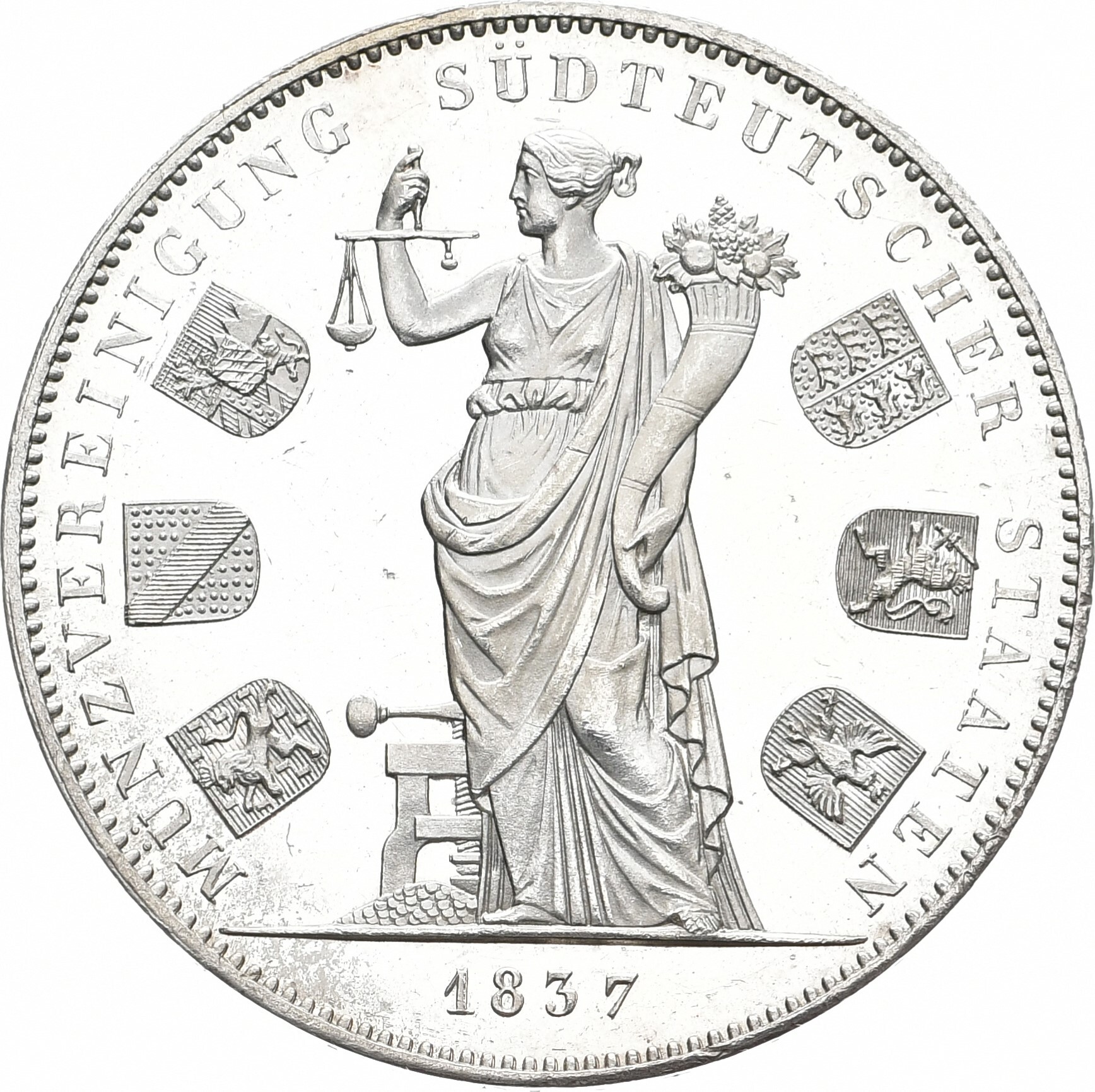 Bayern. Vereinsdoppeltaler 1837. Ludwig I., 1825-1848. Von polierten Stempeln, min. Kratzer, CH ...