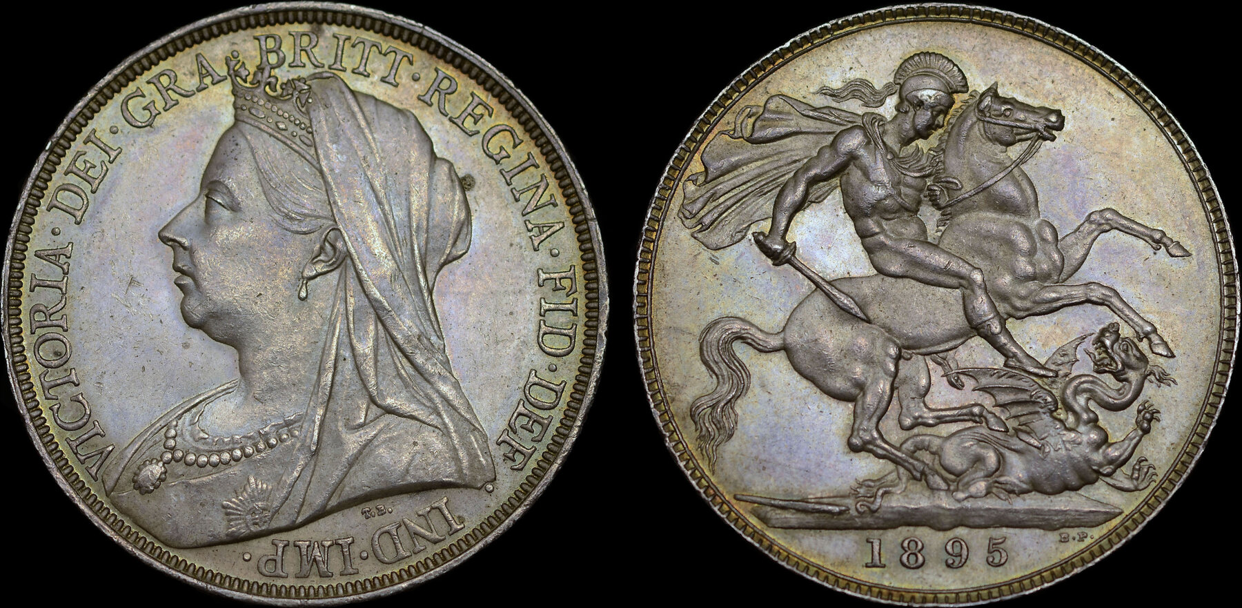 GREAT BRITAIN VICTORIA, 1895 SILVER CROWN LIX EDGE | MA-Shops
