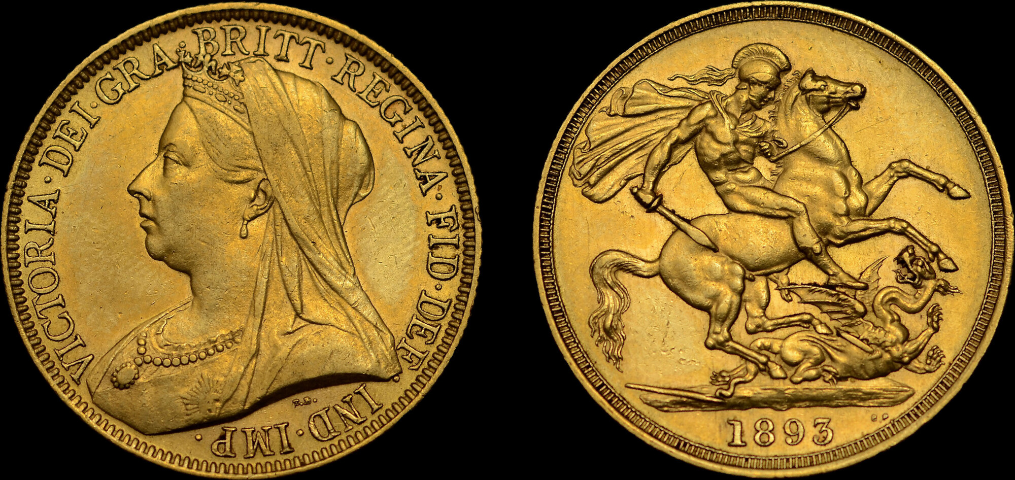 GREAT BRITAIN VICTORIA, 1893 GOLD TWO POUNDS | MA-Shops