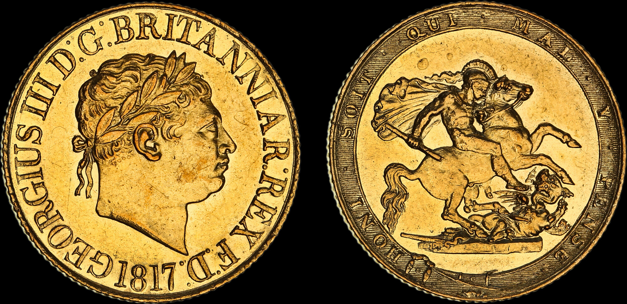 GREAT BRITAIN GEORGE III, 1817 GOLD SOVEREIGN, FIRST YEAR OF ISSUE | MA ...