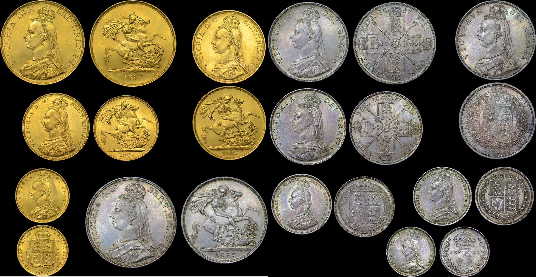 GREAT BRITAIN VICTORIA, 1887 SPECIMEN CURRENCY SET, GOLD FIVE POUNDS TO ...