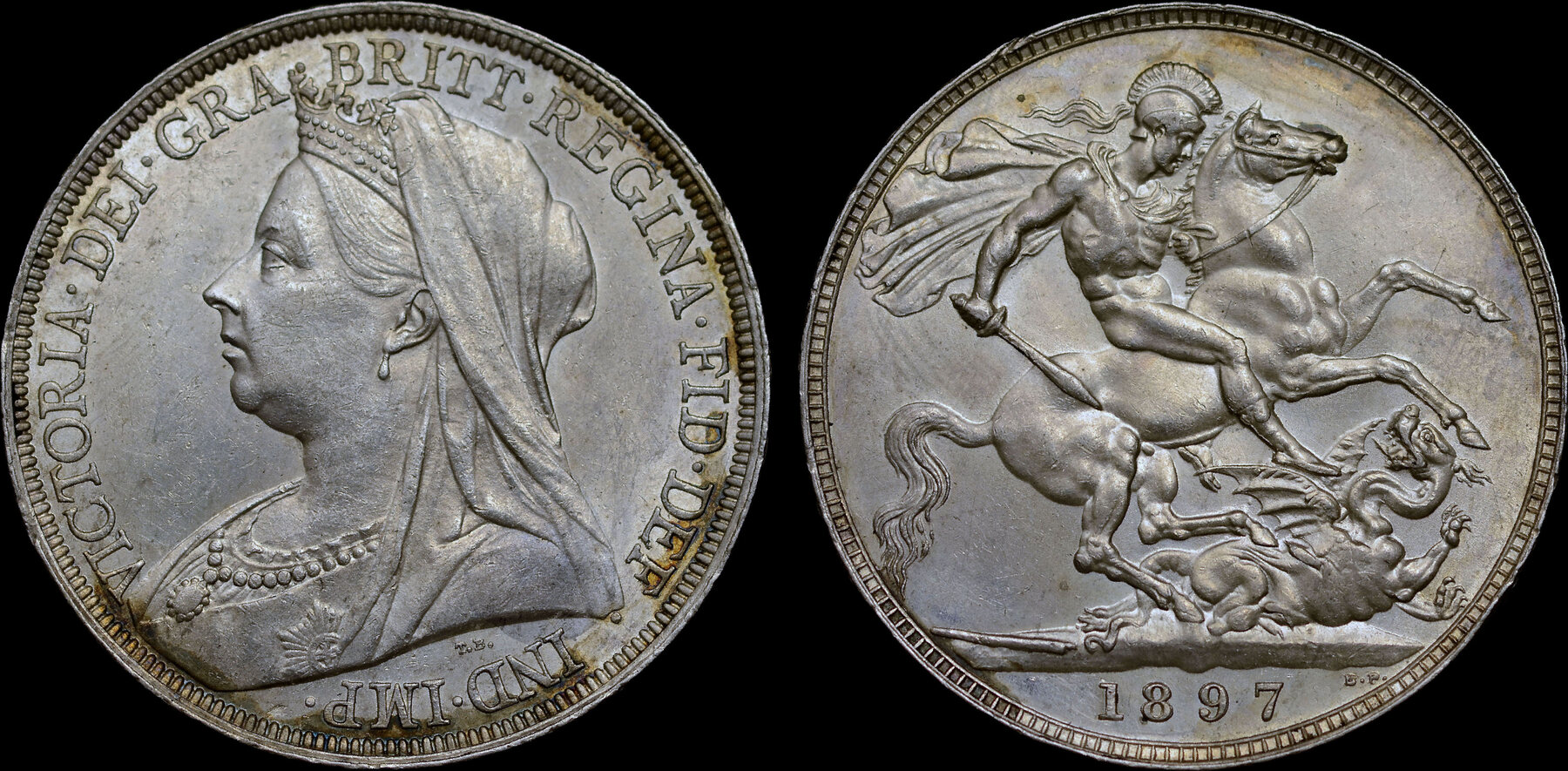 GREAT BRITAIN VICTORIA 1897 SILVER CROWN, LXI EDGE | MA-Shops