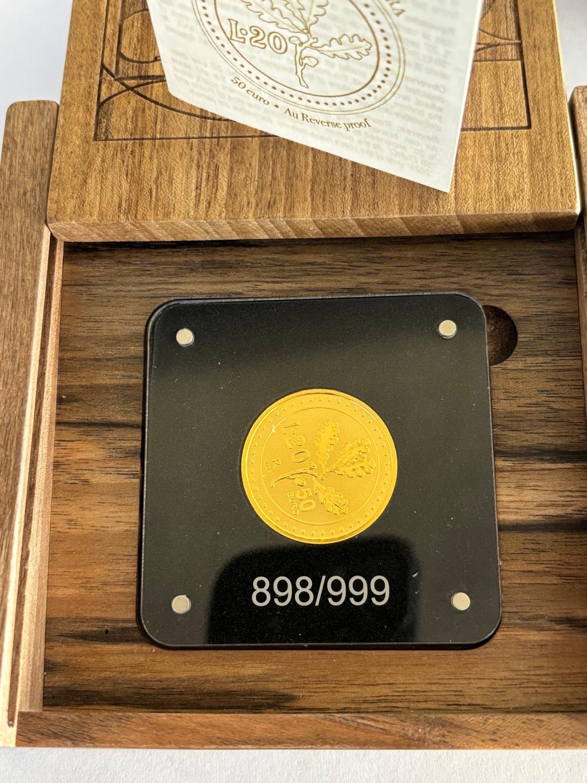 Italien HERBSTANGEBOT! 50 Euro 15,55g fein 28,00 mm Ø 2025 Neuauflage der 20 Lira -reverse proof ...