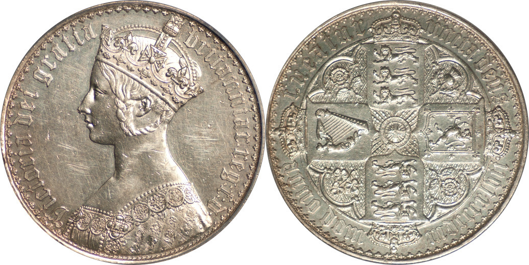 - Great Britain 1847 Gothic Crown PCGS AU-53 * OLD GREEN LABEL !!! | MA ...