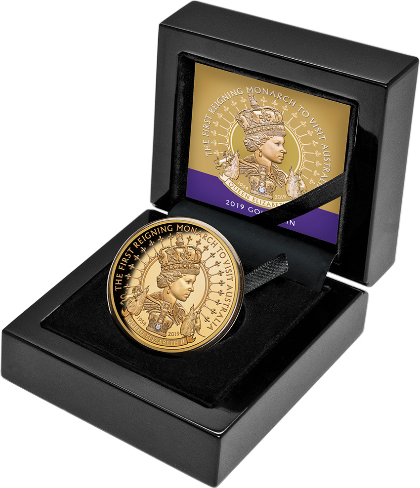 Niue 100$ 2019 1 oz Gold Coin Queen Elizabeth II. - Royal Visit ...