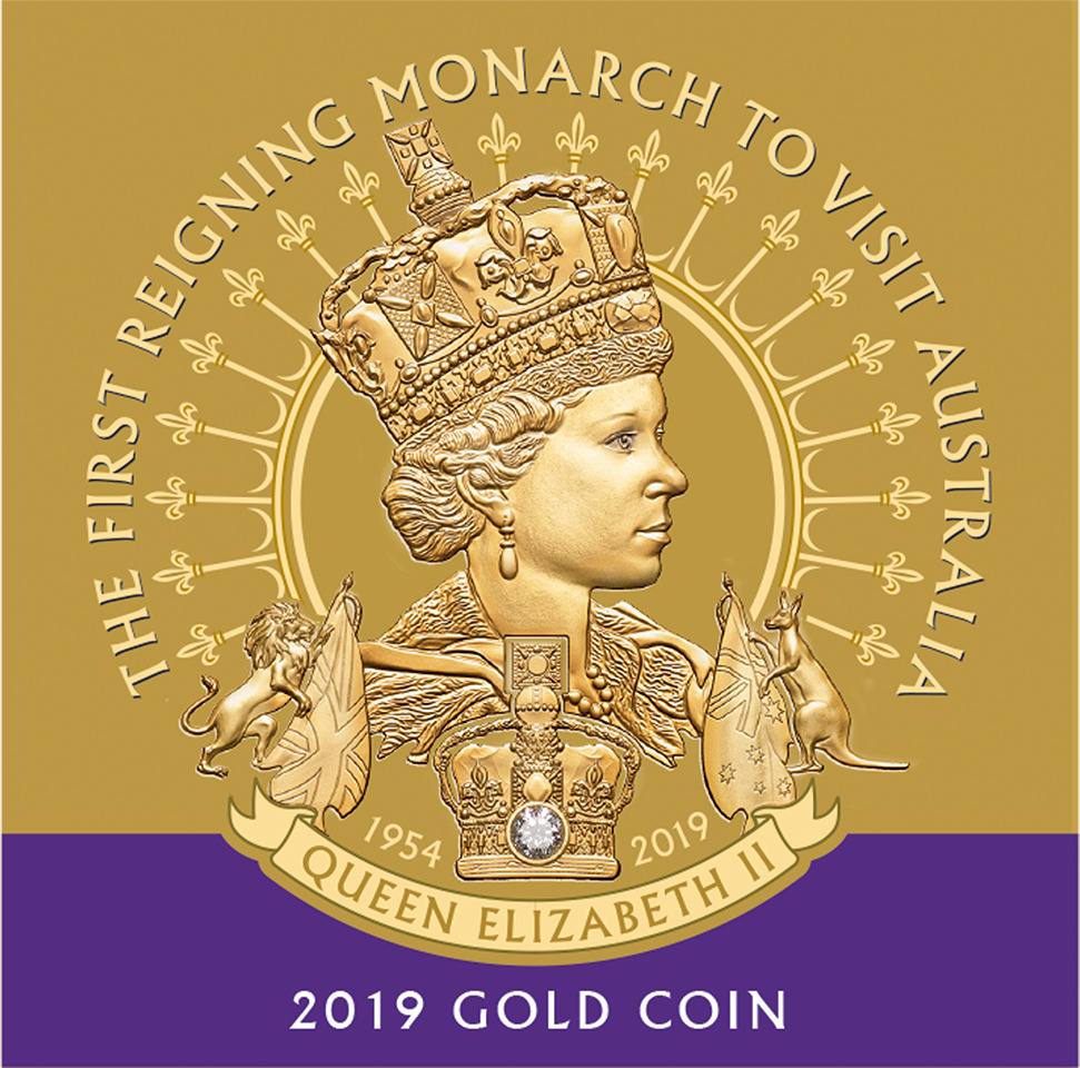 Niue 100$ 2019 1 oz Gold Coin Queen Elizabeth II. - Royal Visit ...