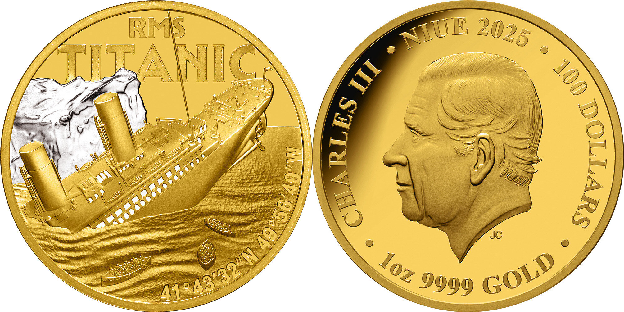 Niue 100$ 2025 1 oz Gold Coin RMS Titanic Proof | MA-Shops